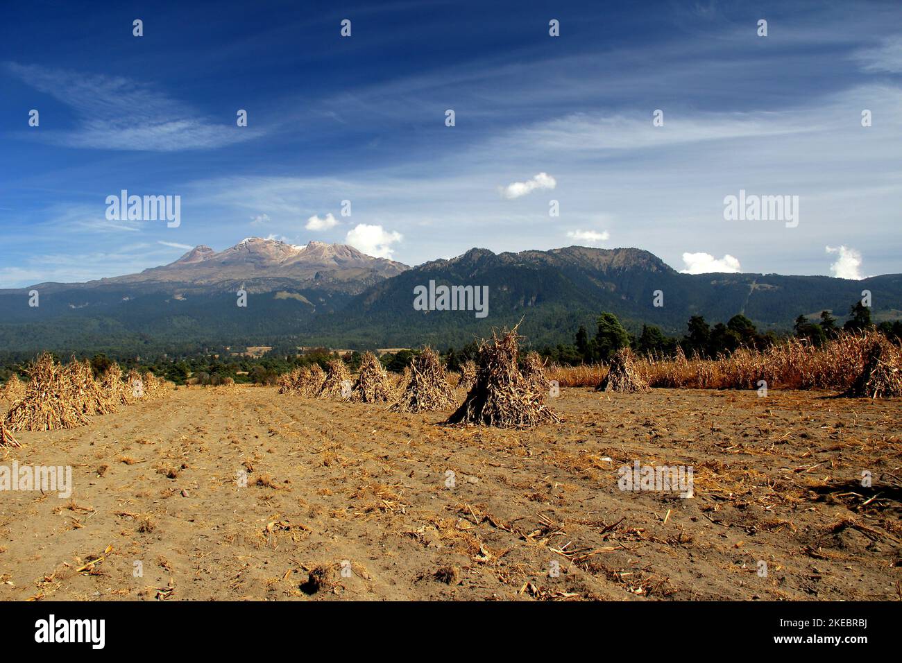 Mexican altiplano and Iztaccíhuatl inactive volcano Stock Photo - Alamy