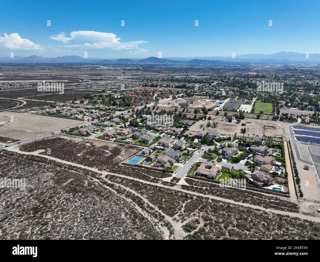 Aerial view of Rancho Cucamonga, located south of the foothills of the ...