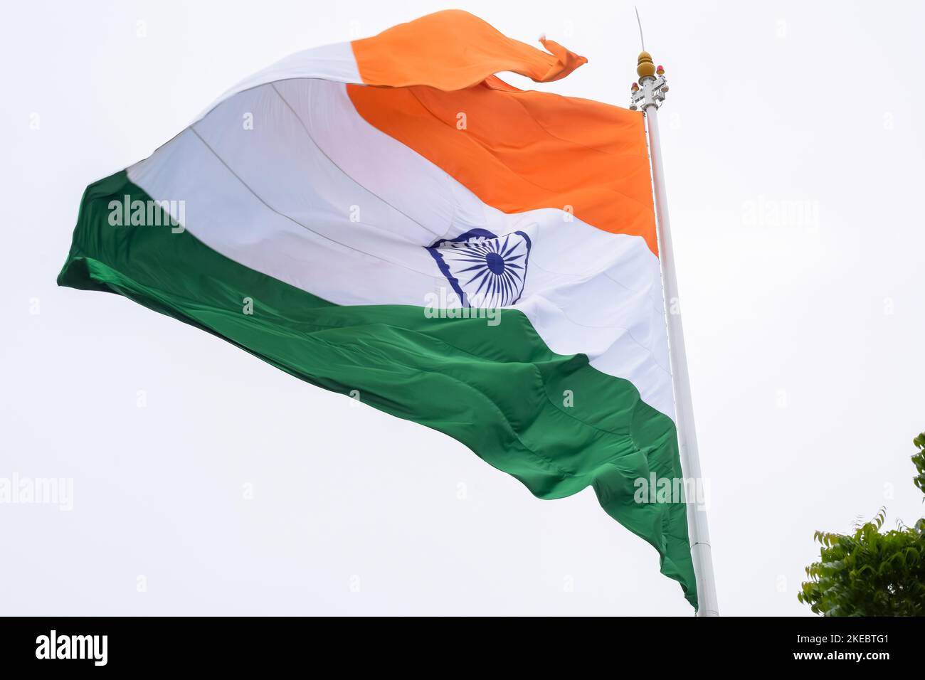 India flag flying high at Connaught Place with pride in blue sky, India ...