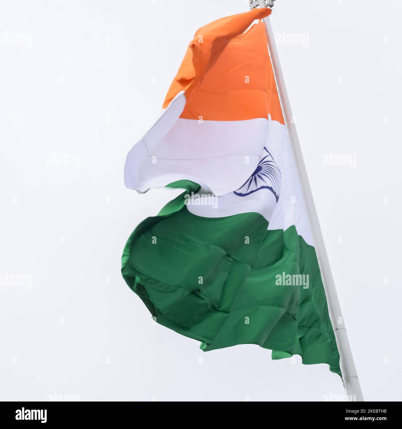 India flag flying high at Connaught Place with pride in blue sky, India ...