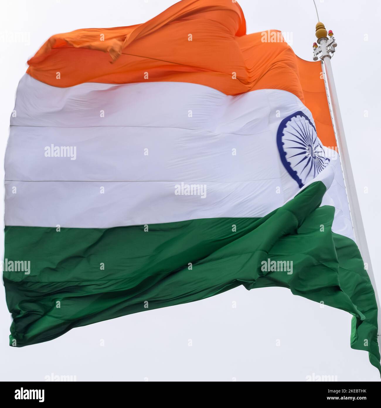 India flag flying high at Connaught Place with pride in blue sky, India ...