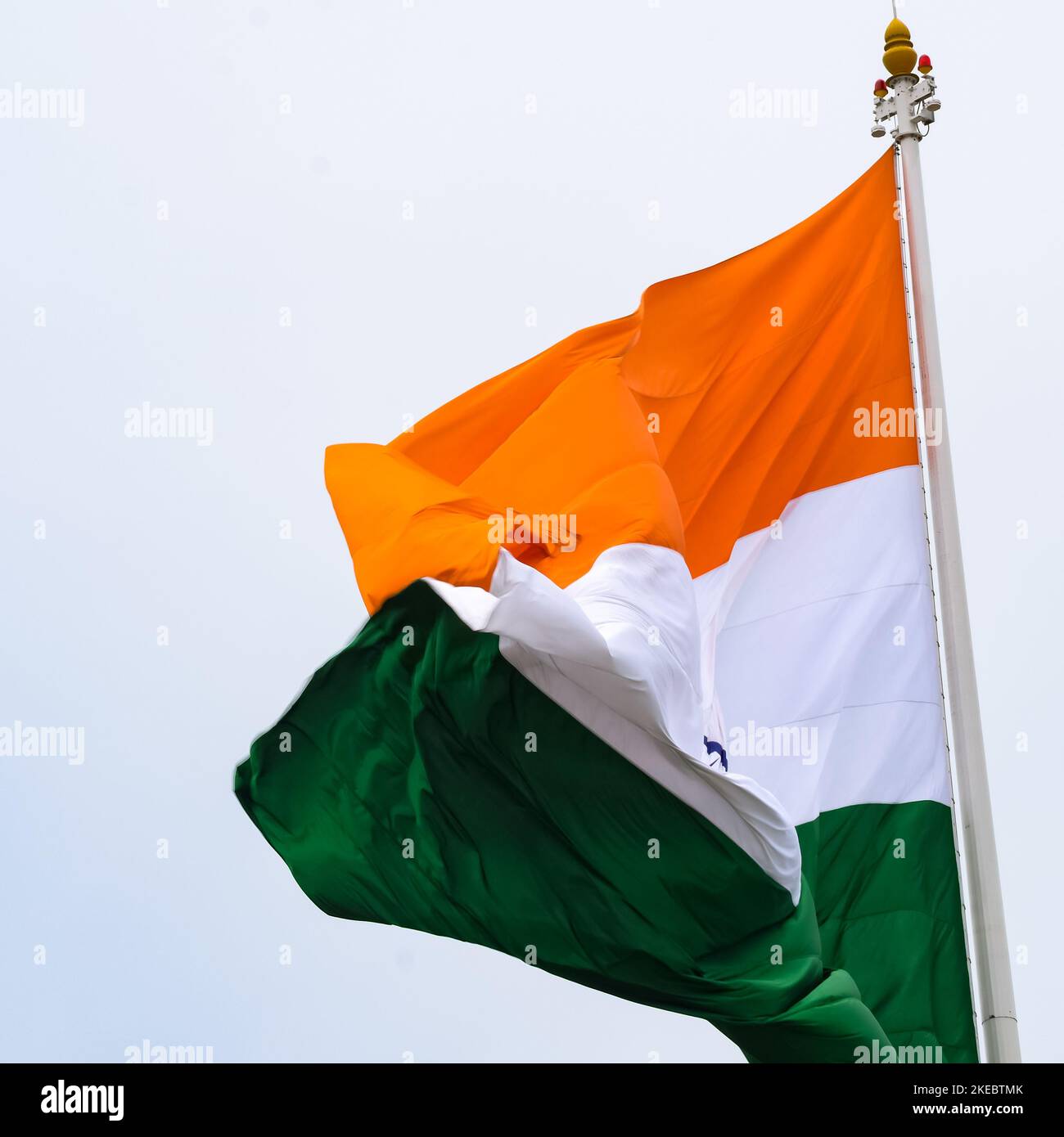 India flag flying high at Connaught Place with pride in blue sky, India ...