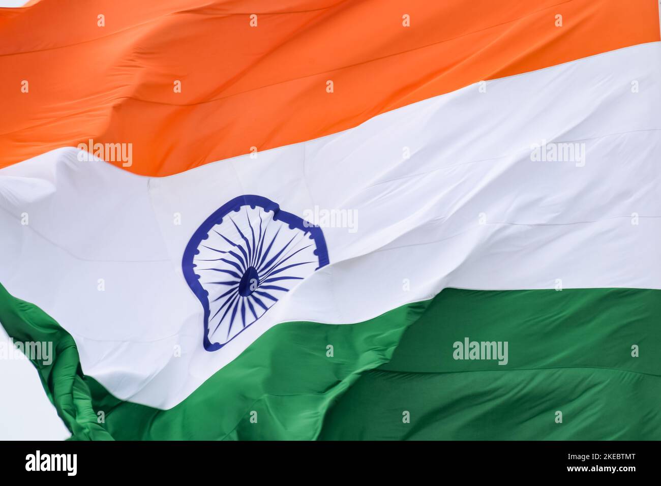 India flag flying high at Connaught Place with pride in blue sky, India ...