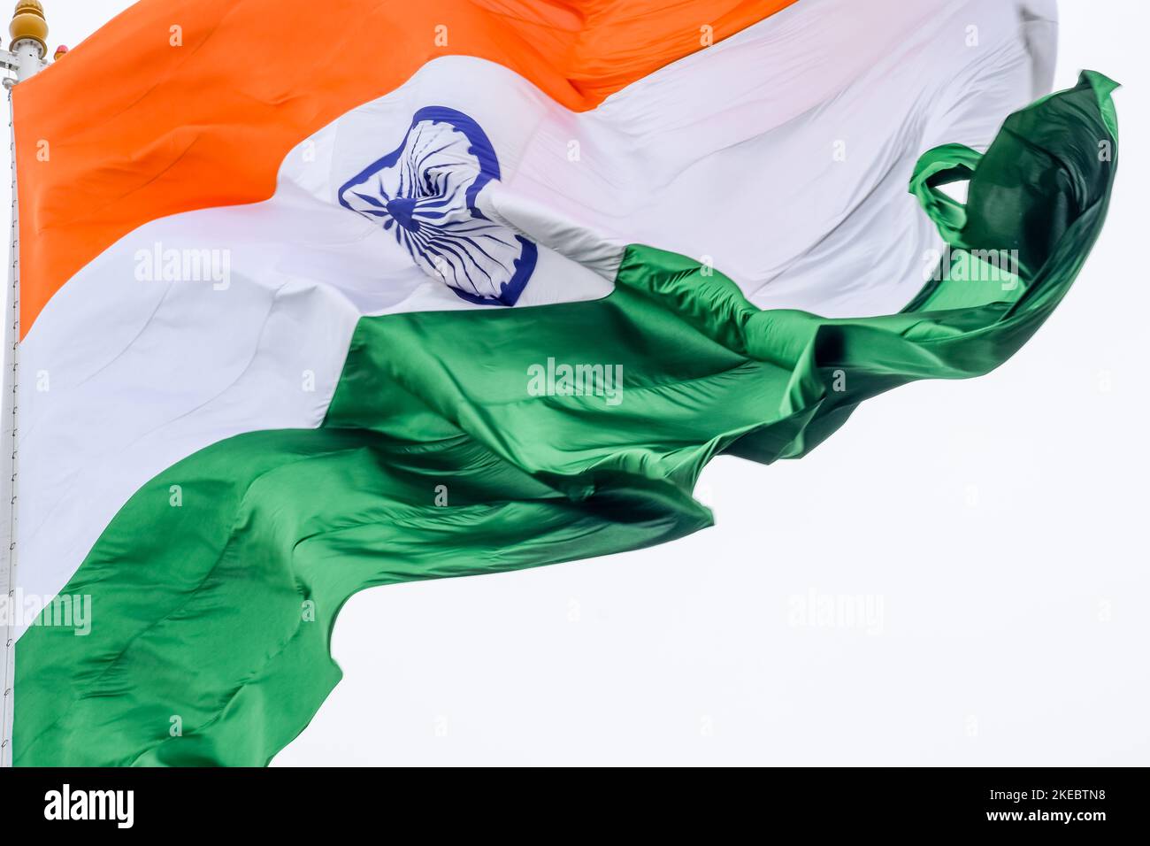 India flag flying high at Connaught Place with pride in blue sky, India ...