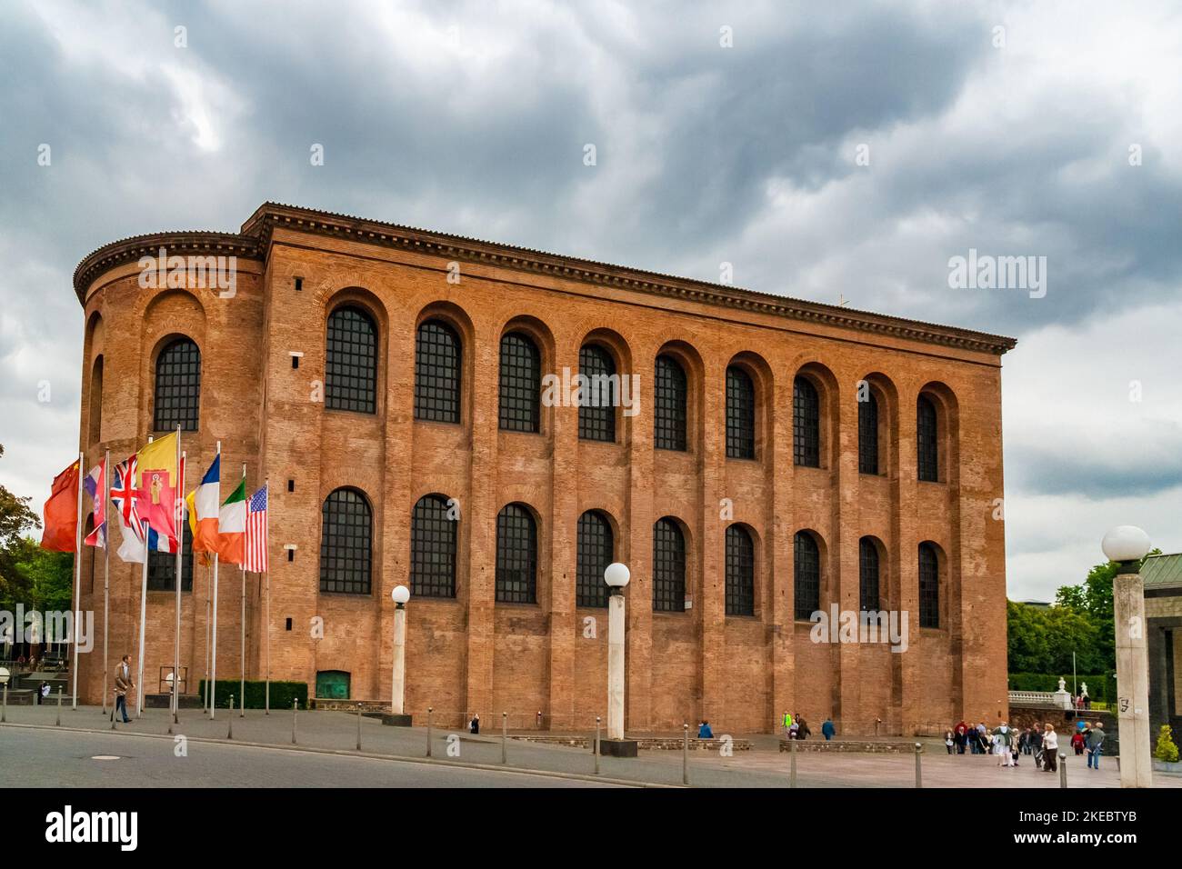 Dark clouds above the famous Basilica of Constantine with the square ...
