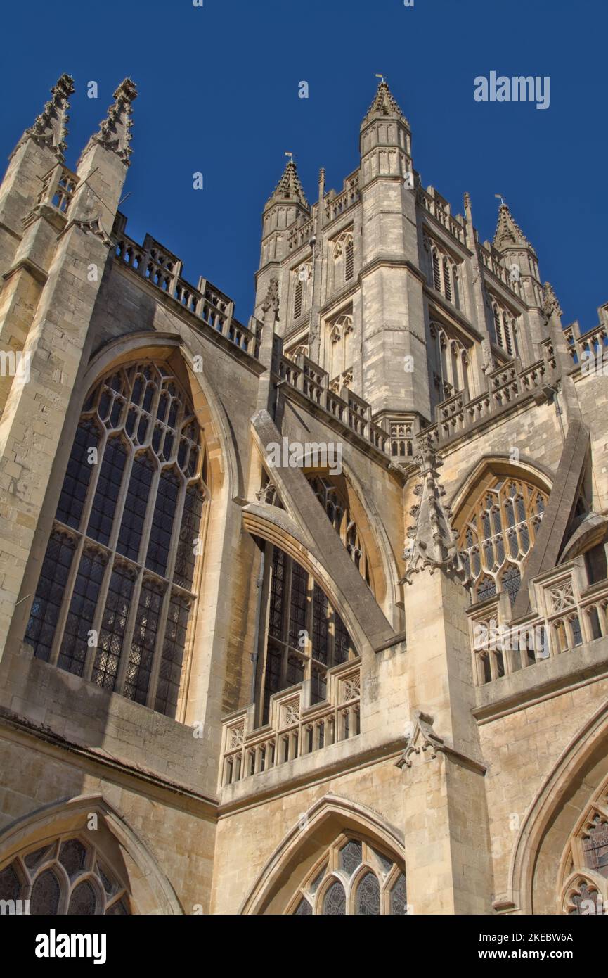 View Looking Up The Outside Of The Tower And Flying Buttresses Of Bath ...