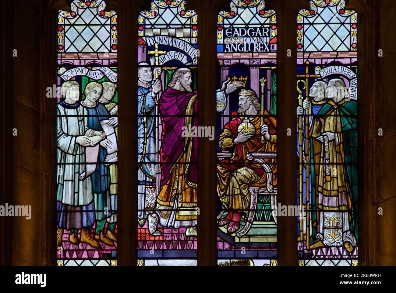 Stained Glass Window Depicting The Crowning Of King Edgar The Peaceful ...