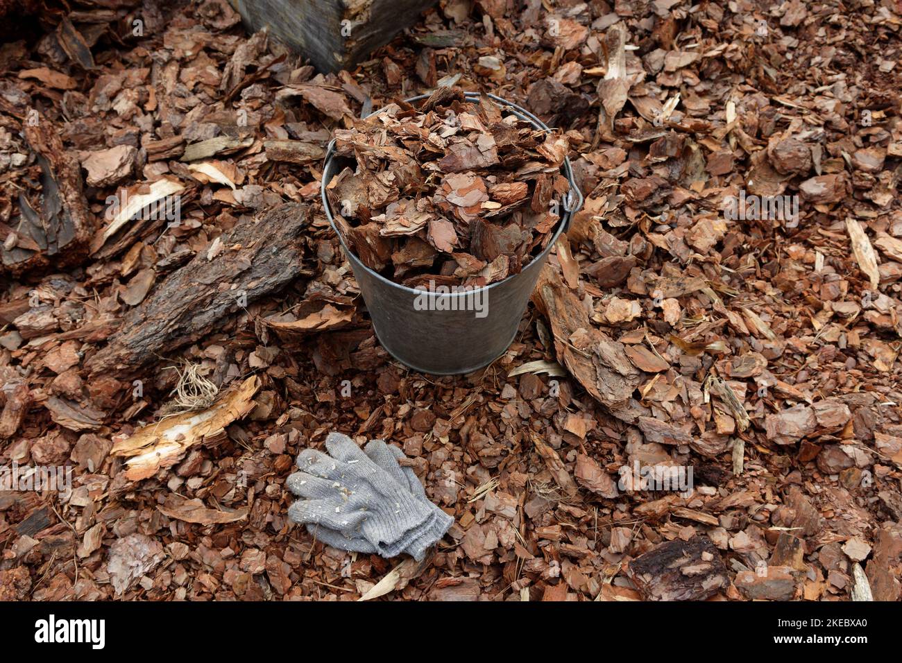 close-up of woodworking waste in the construction industry, the remains ...