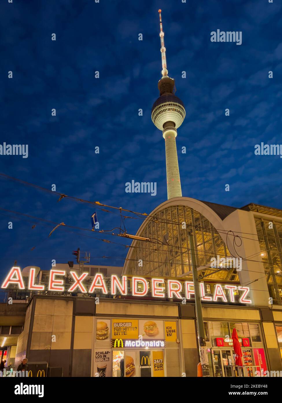 Night atmosphere at TV tower, Alexanderplatz, Berlin, Germany Stock ...