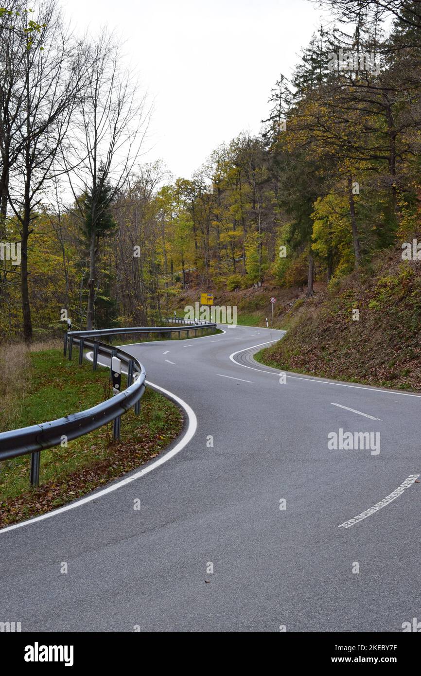 curvy road across the Hohe Acht Stock Photo - Alamy