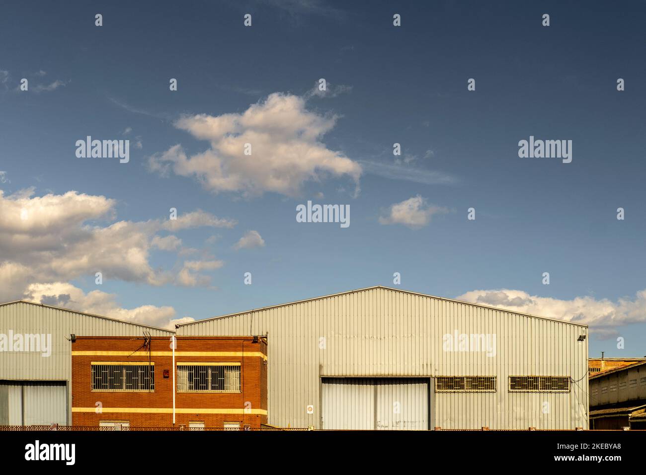details of a warehouse building in an industrial landscape in a suburb ...