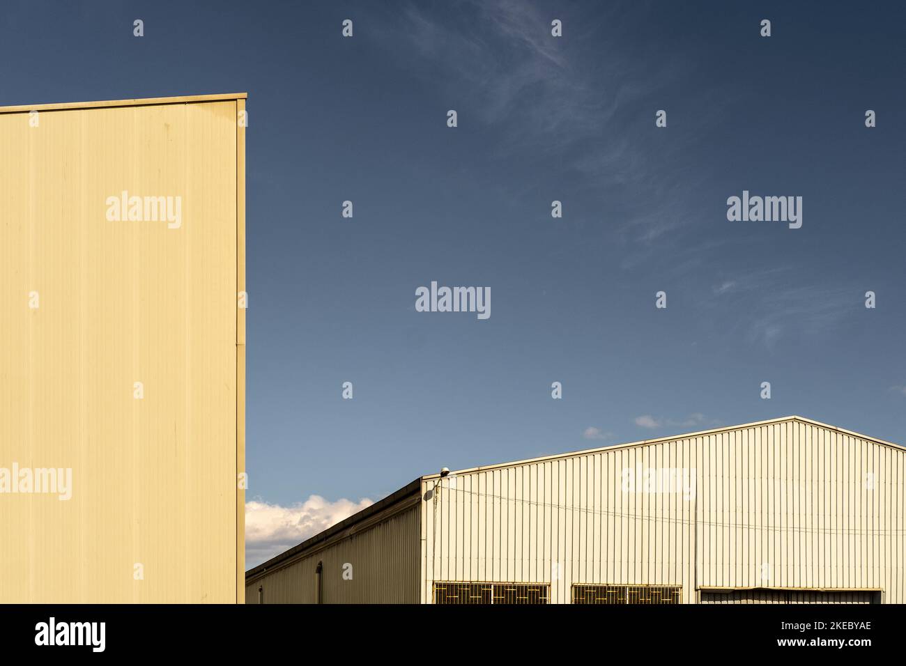 details of a warehouse building in an industrial landscape in a suburb ...