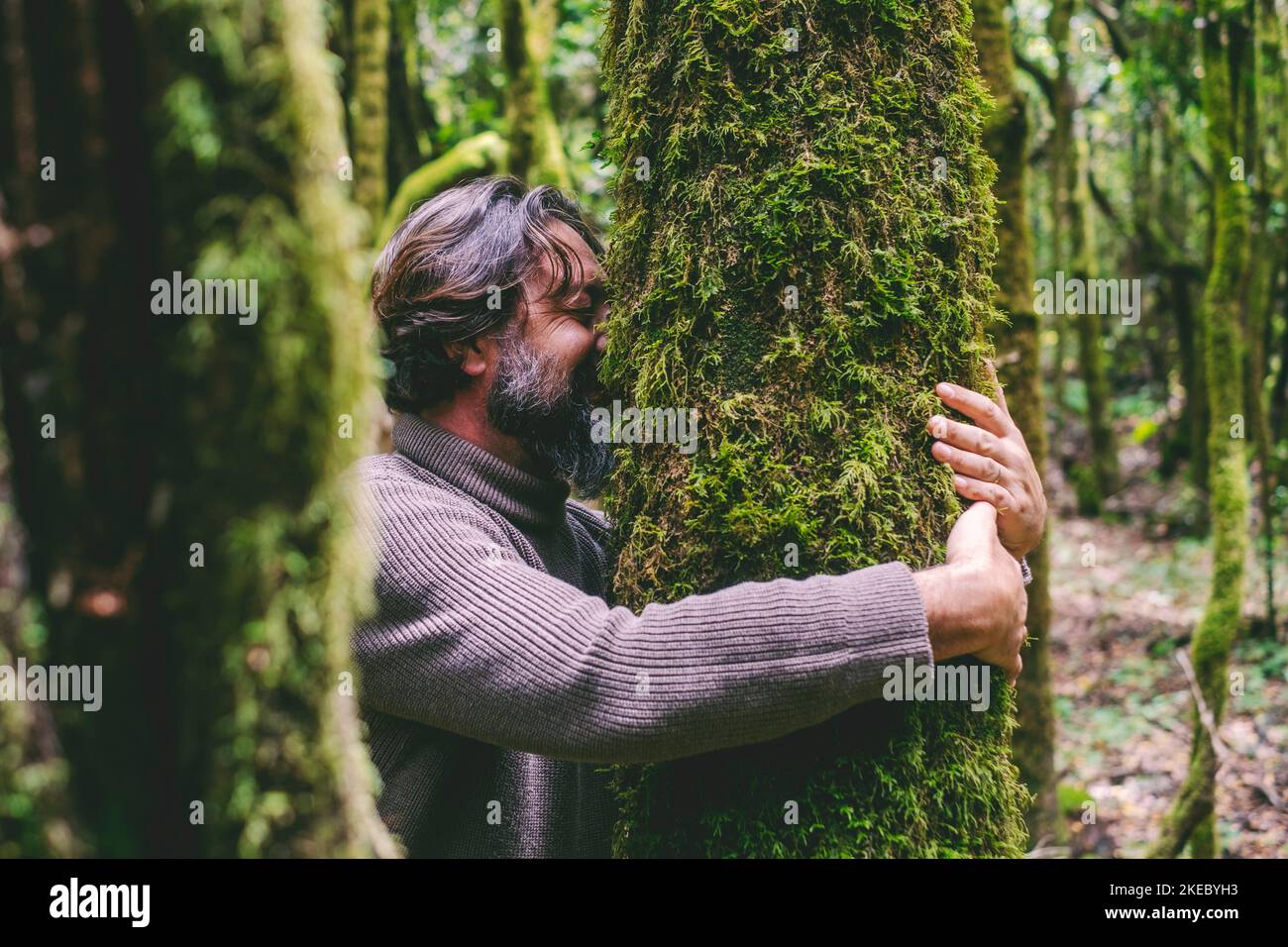 Concept of people loving nature and save forest from deforestation ...