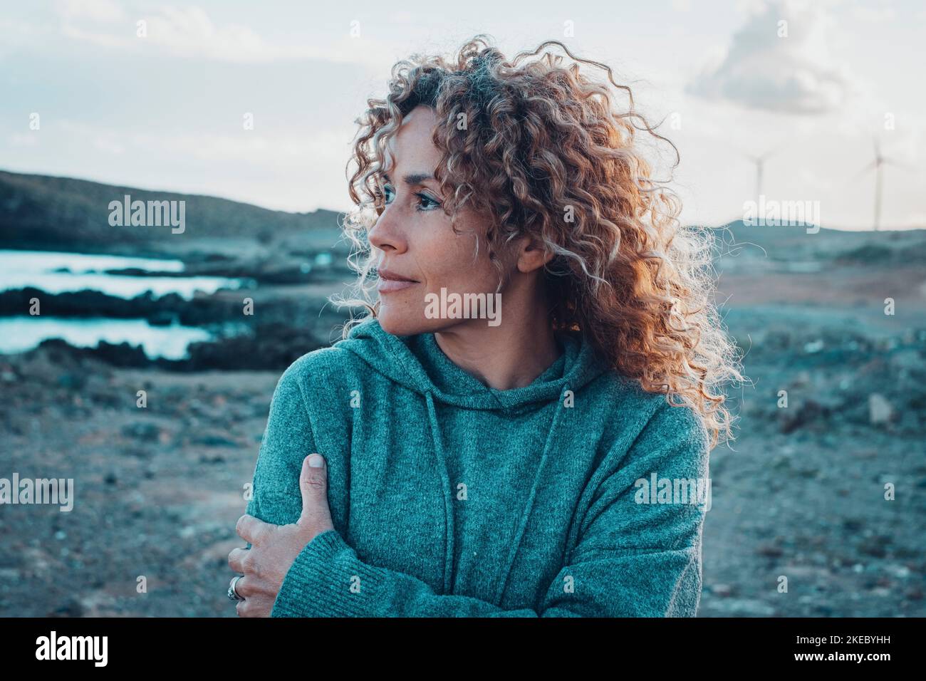 Concept of young woman and emotions. Inner balanced portrait of female ...