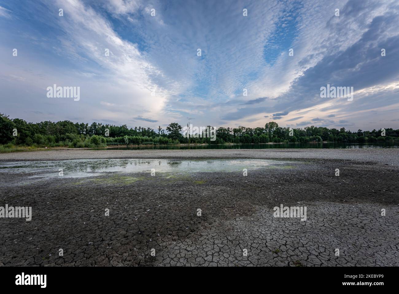 Drying up lake in Bavaria Germany from extreme weather and summer ...