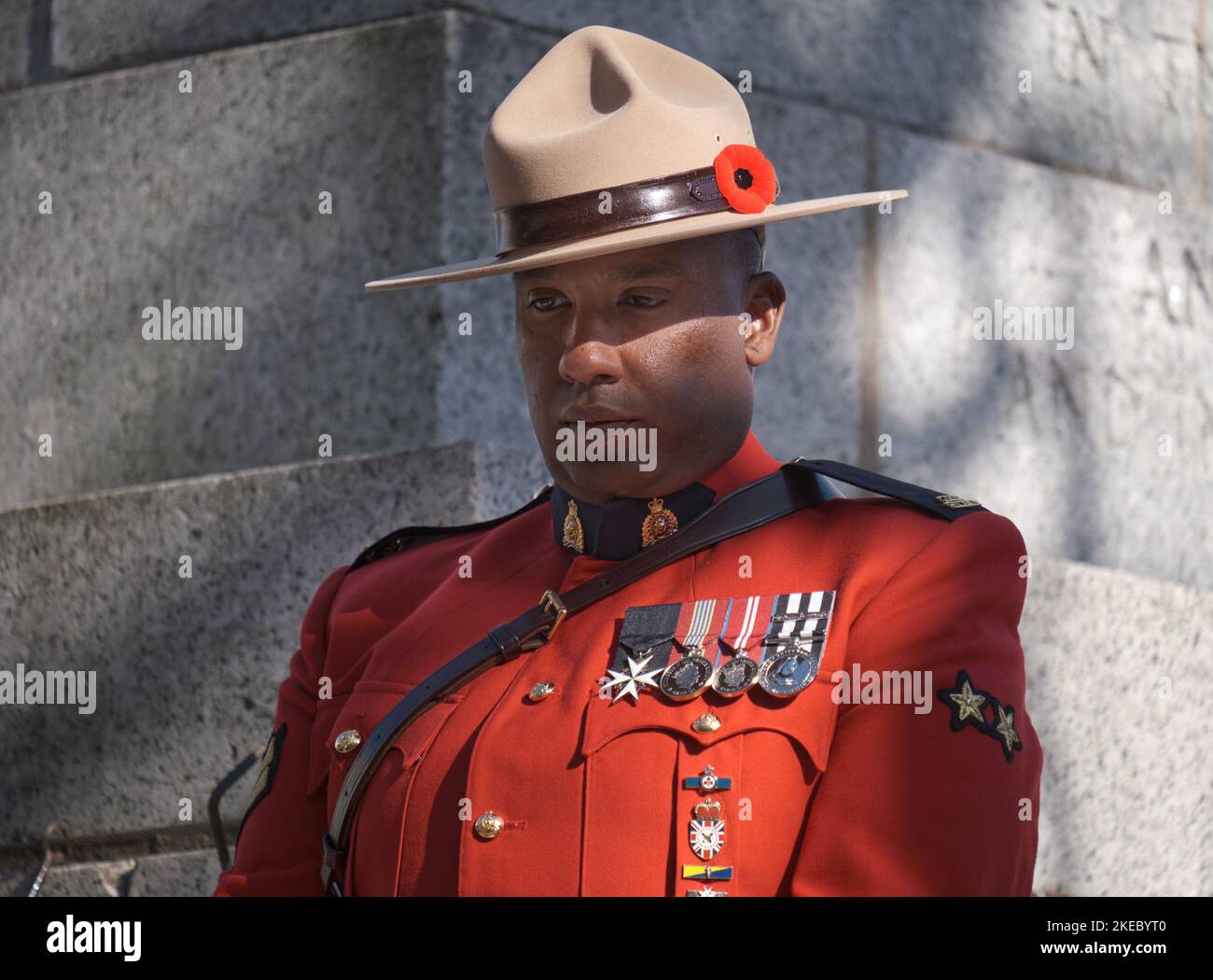 Halifax Nova Scotia Canada November 11th 2022 Rcmp Officer Standing Guard As Hundreds 5324