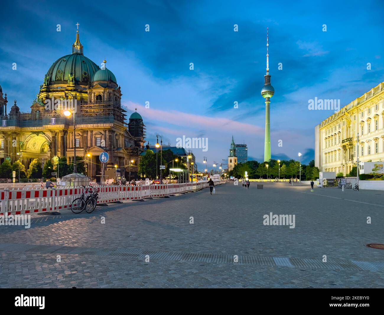 Berlin cathedral berlin television tower night hi-res stock photography ...