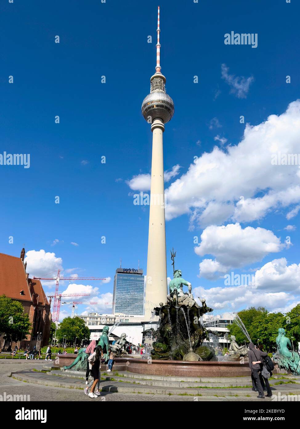 Neptune Fountain and TV Tower, Alexanderplatz, Berlin, Germany, Europe ...