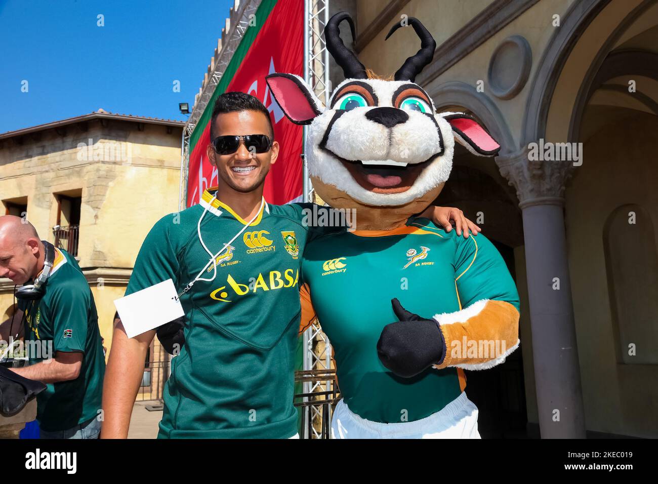 A Springbok Rugby fans at outdoor spectator sports event in South ...