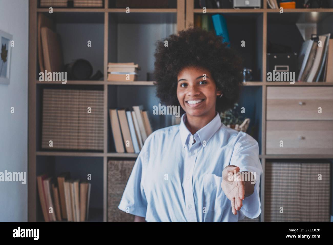 Portrait positive attractive black woman hi-res stock photography and ...