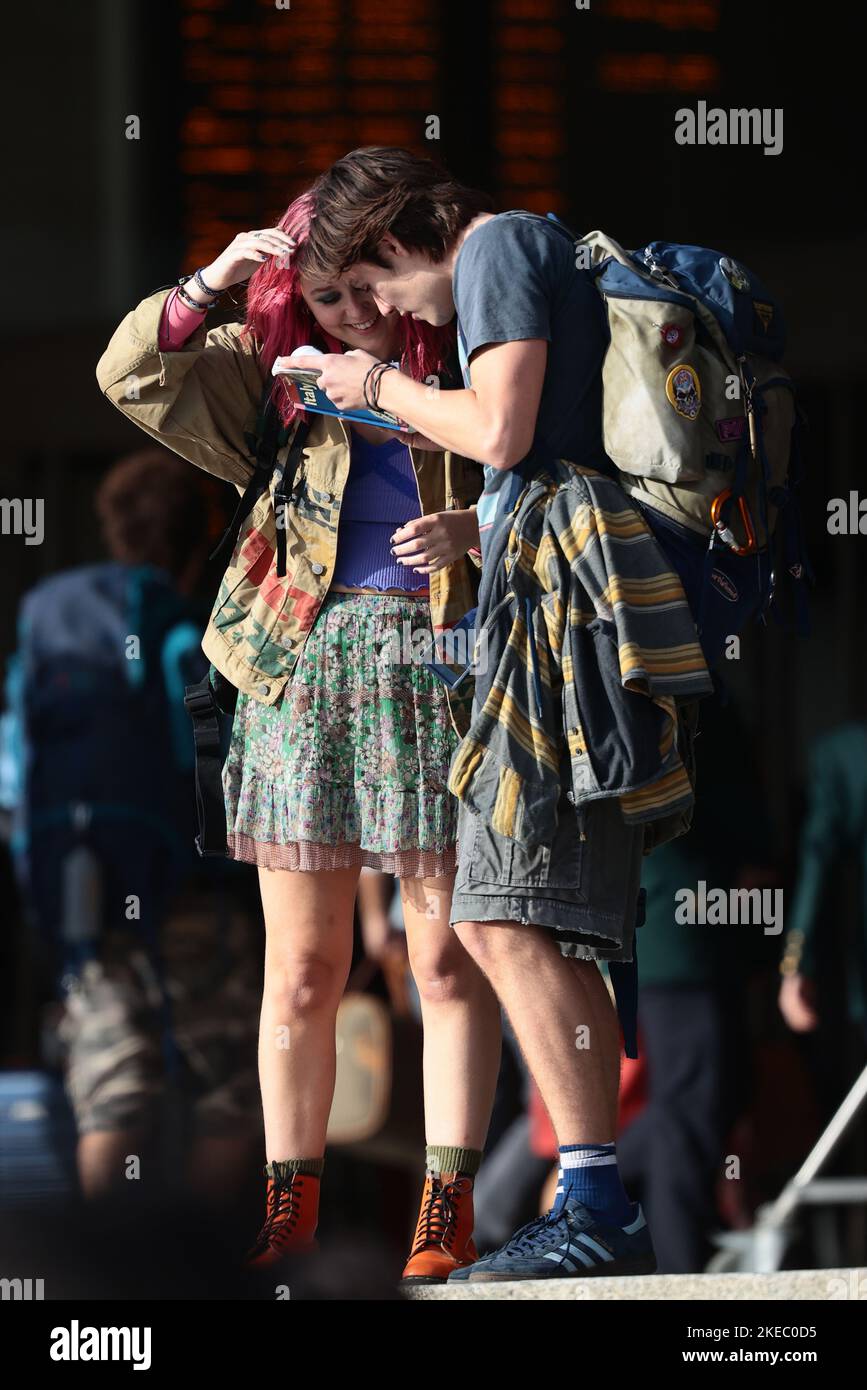 Venice, Italy. 12th Nov, 2022. British actress Liv Hill and British ...