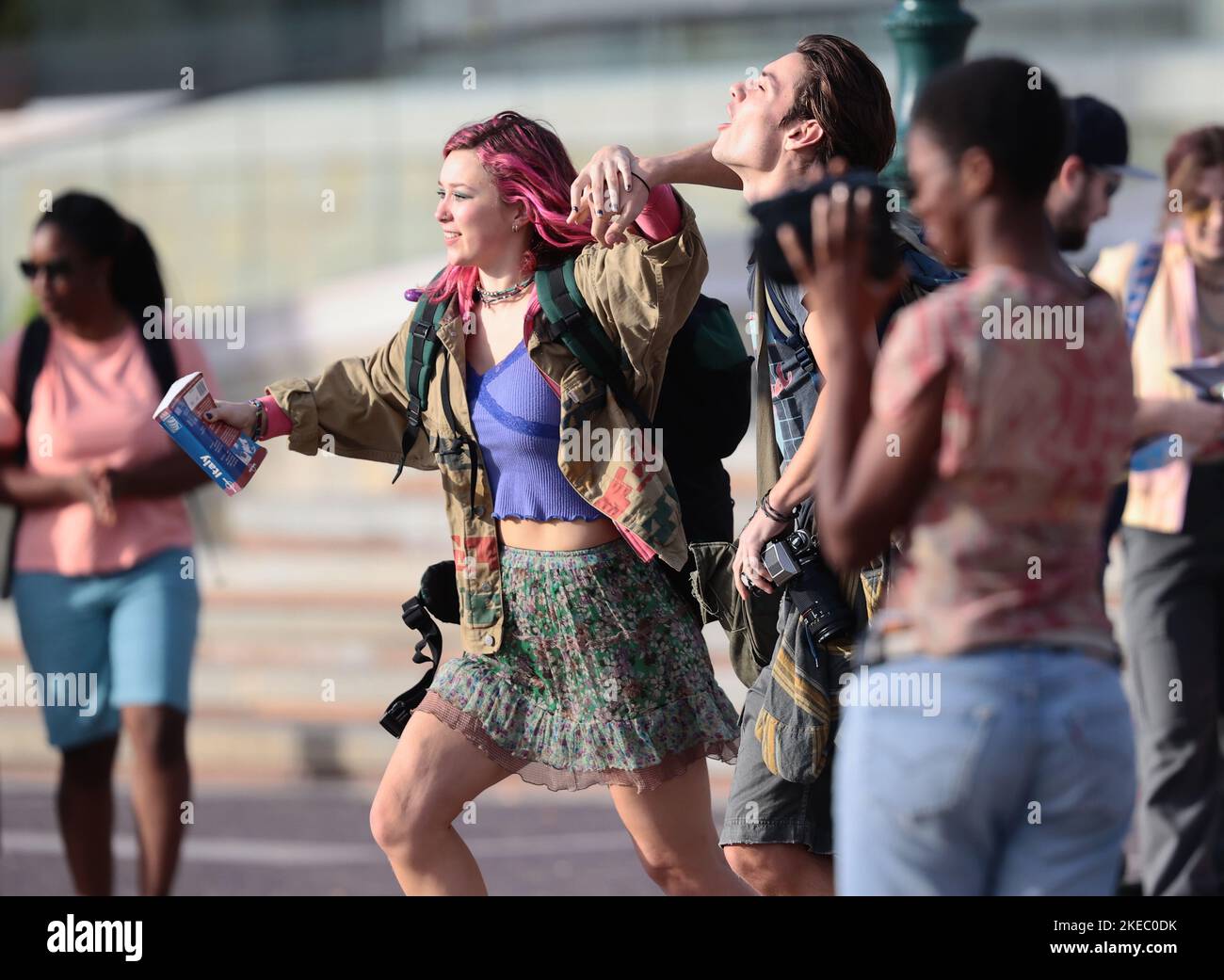 Venice, Italy. 12th Nov, 2022. British actress Liv Hill and British ...