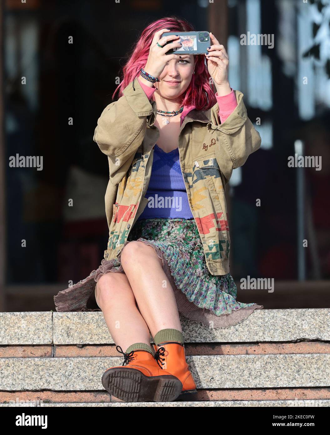 Venice, Italy. 12th Nov, 2022. British actress Liv Hill and British ...