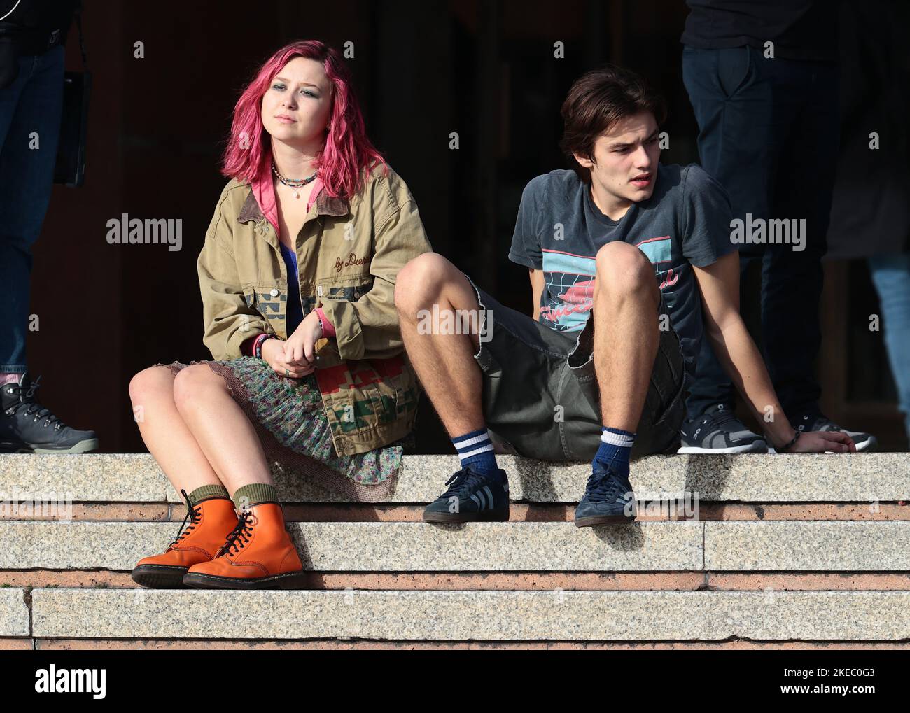Venice, Italy. 12th Nov, 2022. British actress Liv Hill and British ...