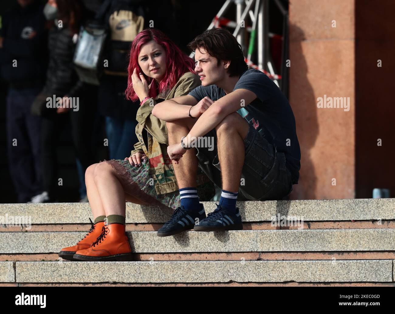Venice, Italy. 12th Nov, 2022. British actress Liv Hill and British ...