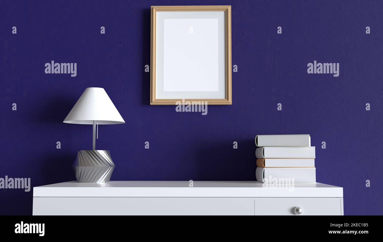 empty frame top of the study table 3d illustration, empty copy space ...