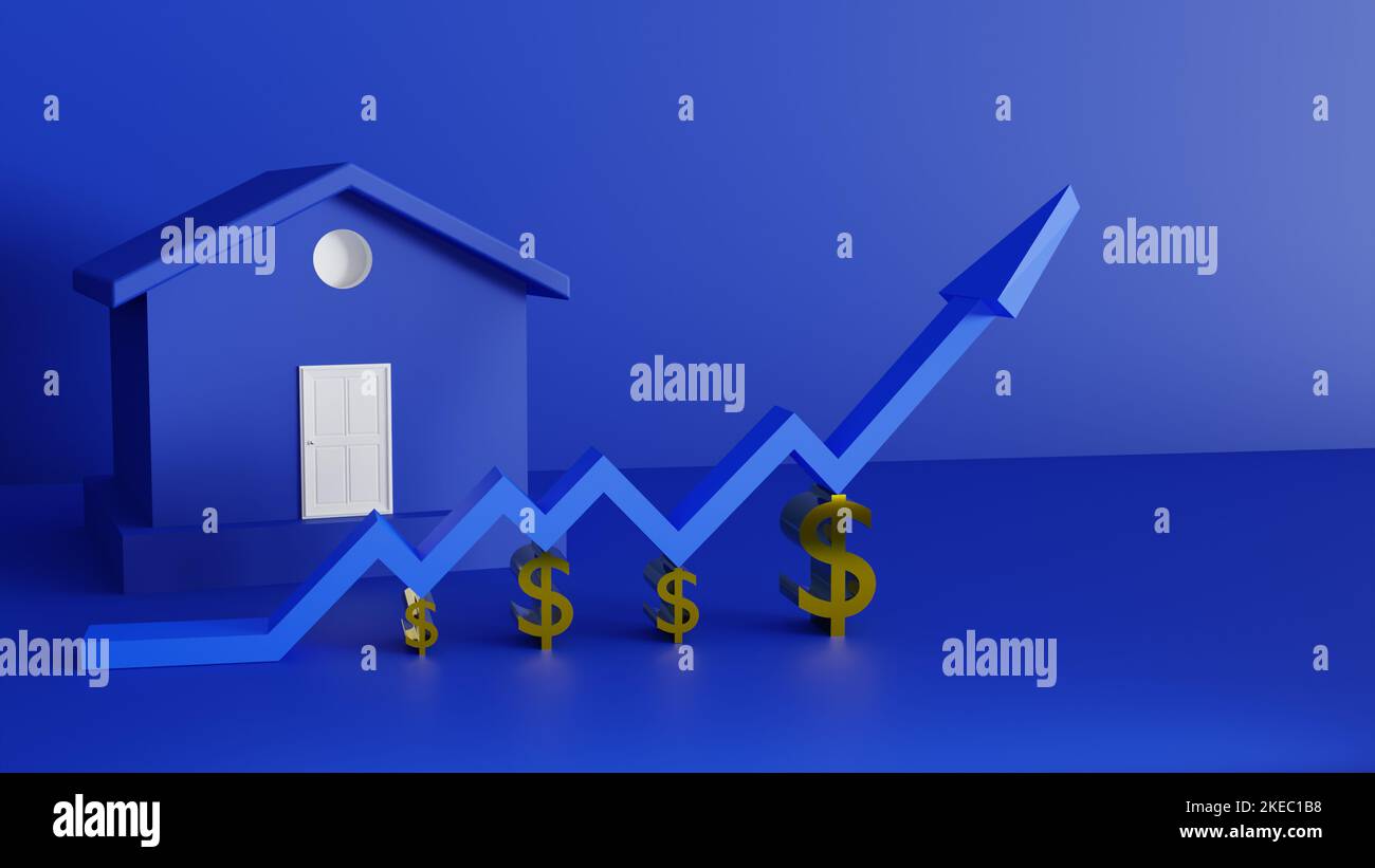 3d concept art for real estate advertising, inflation or rate of ...