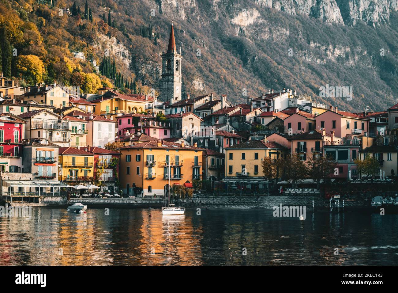 A view of a typical Italian city Varenna taken from a boat Stock Photo ...