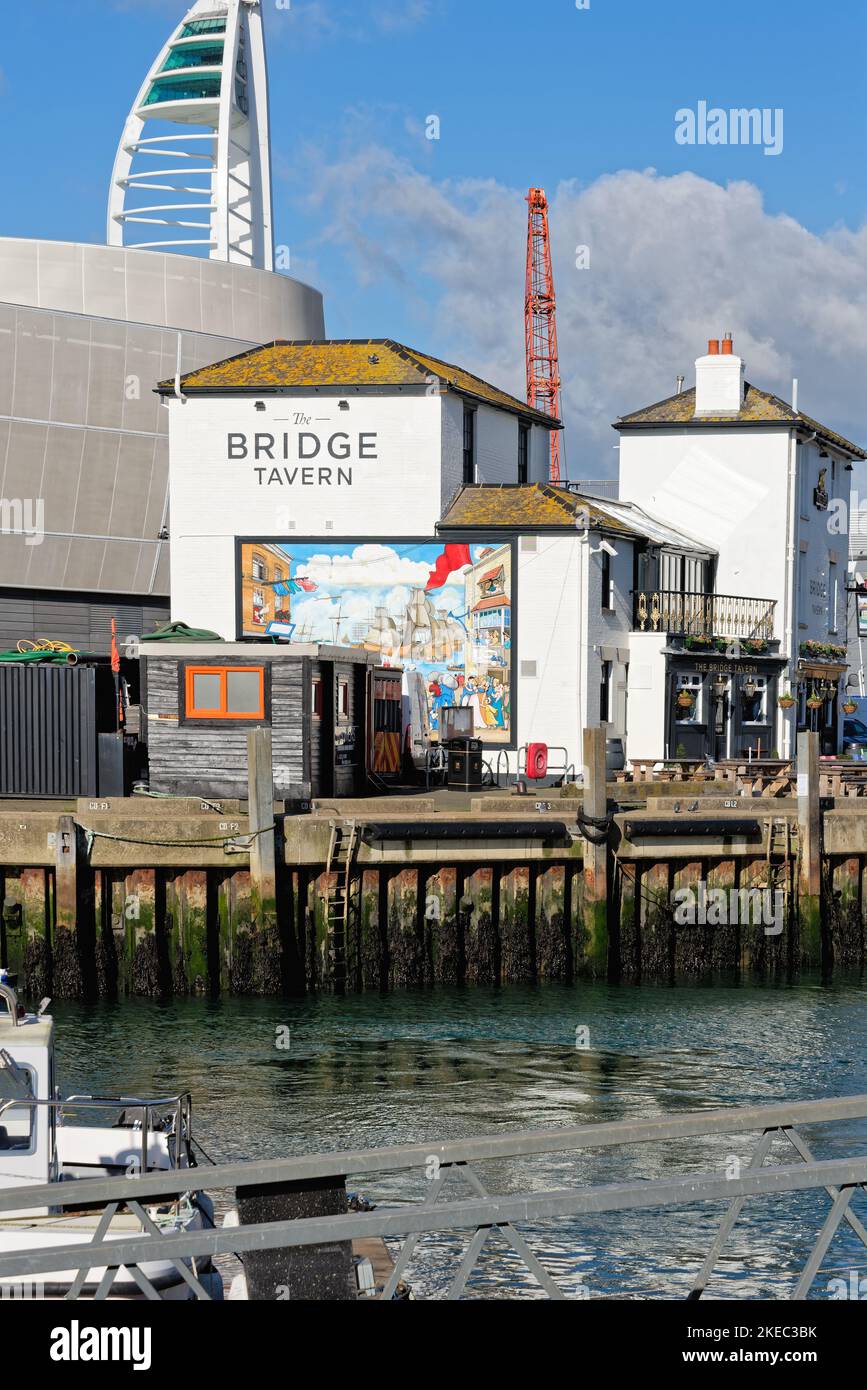 The Bridge Tavern pub at Camber docks in old historic Portsmouth on a ...