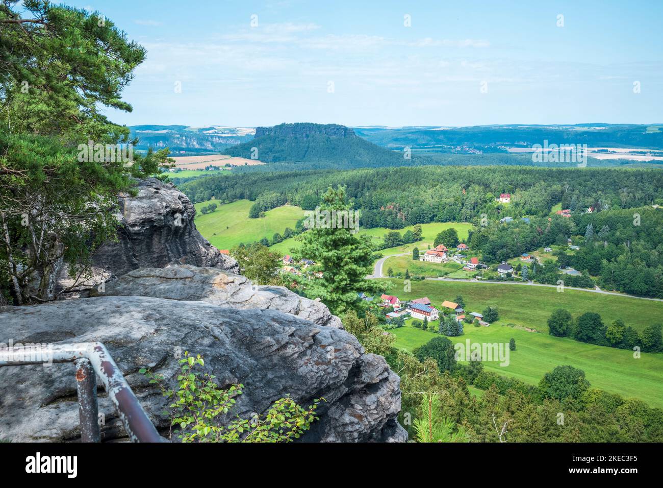 View from Pfaffenstein to Lilienstein Saxon Switzerland in the daytime ...