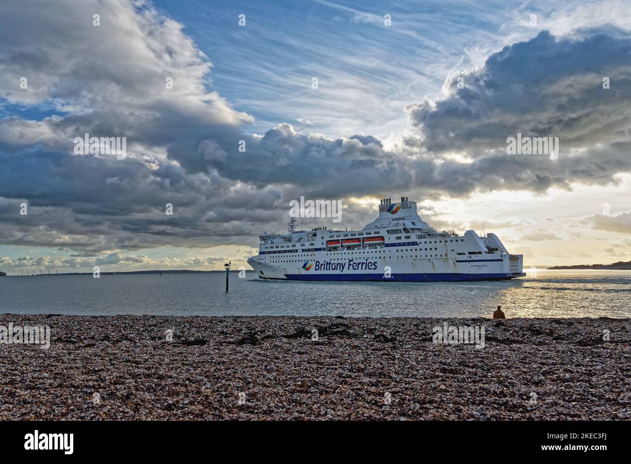 The Brittany Ferries ship 'Normandie' sailing from Portsmouth harbour ...