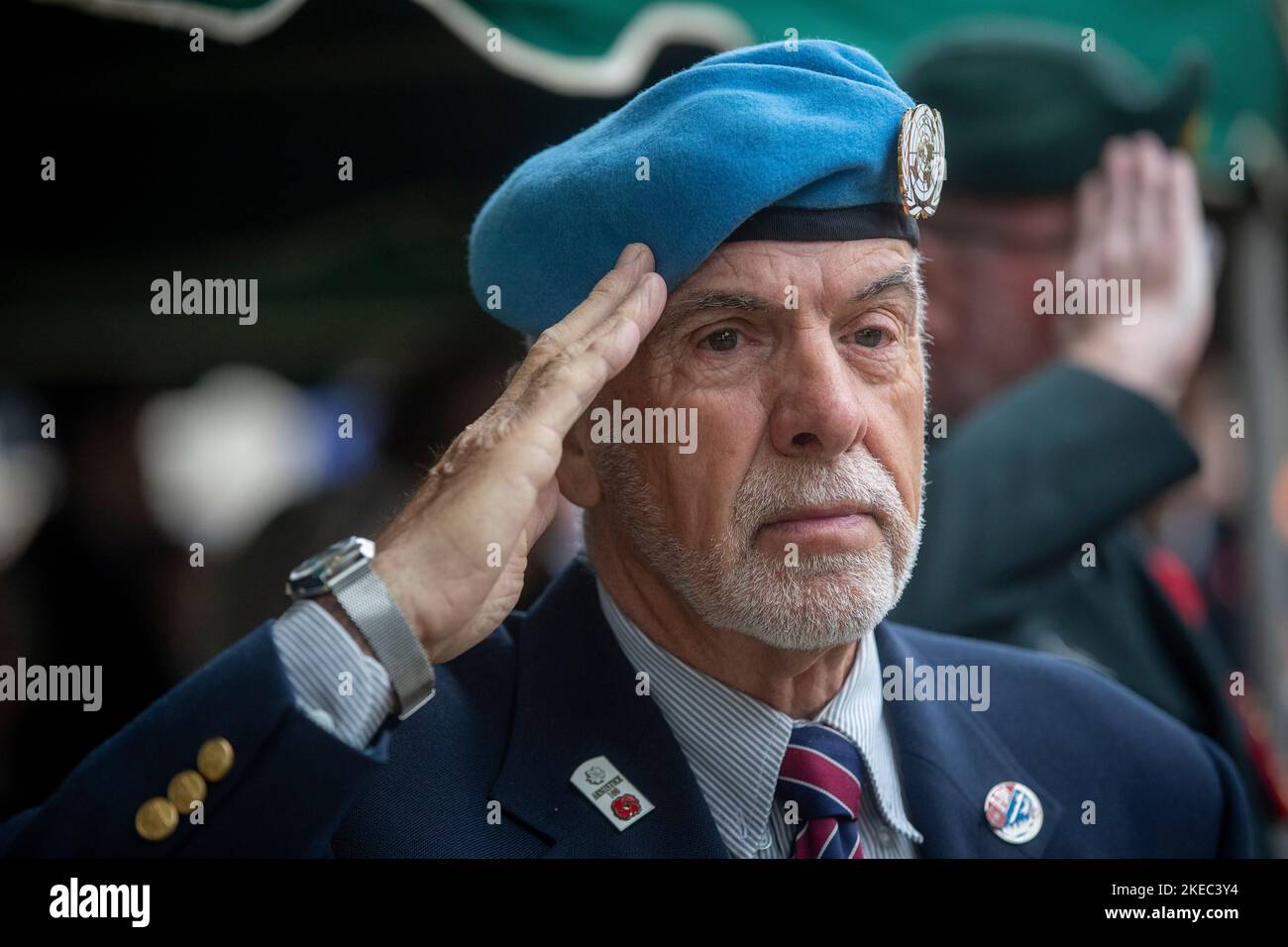 Kingston, Ontario, Canada. 11th Nov 2022. Veteran Wayne Negus salutes ...