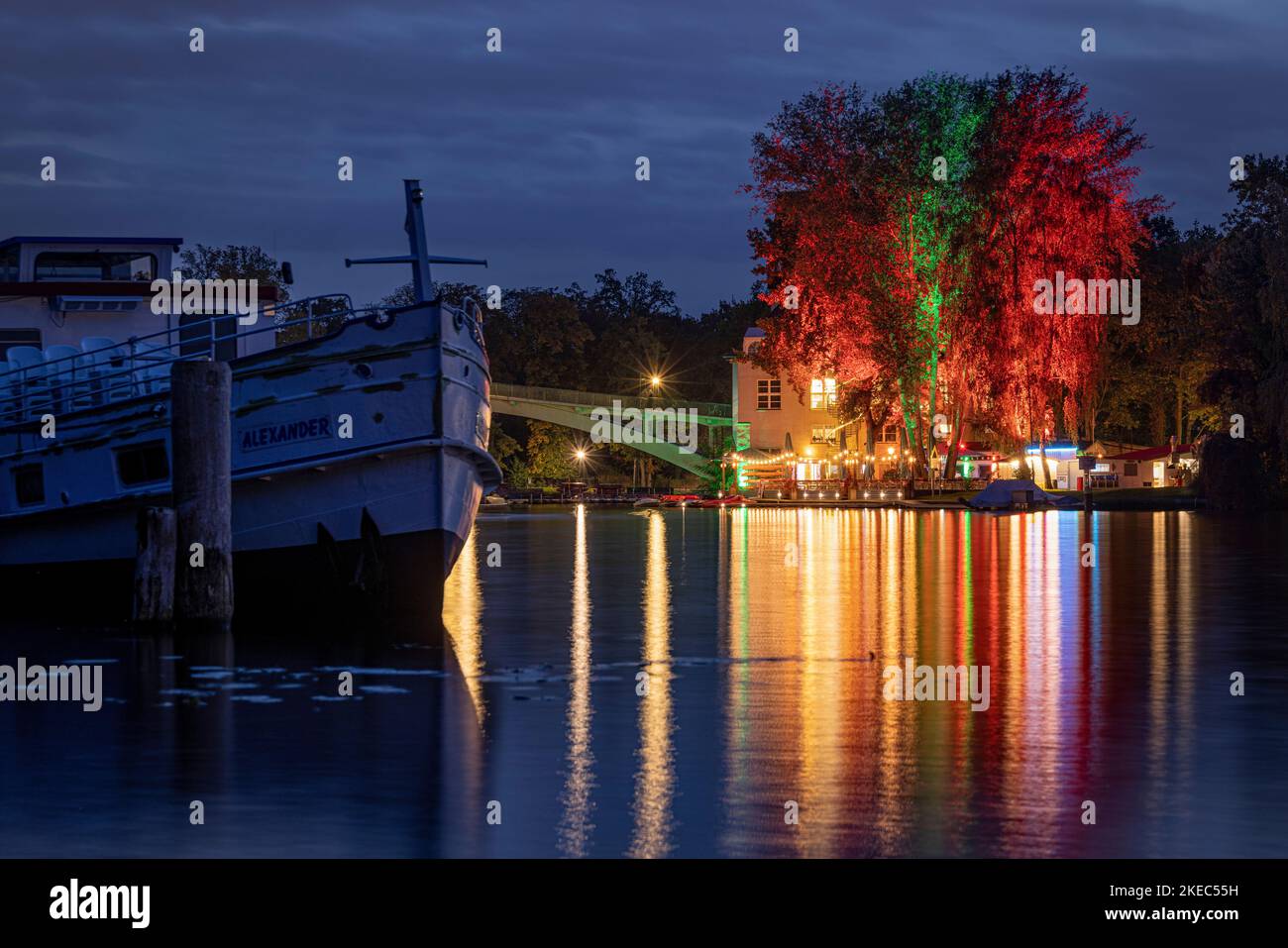Island of youth and Spree river at dusk. Berlin, Germany Stock Photo ...