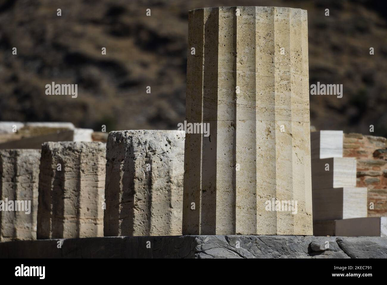 Doric order columns at the archaic Temple of Athena a monument at the ...