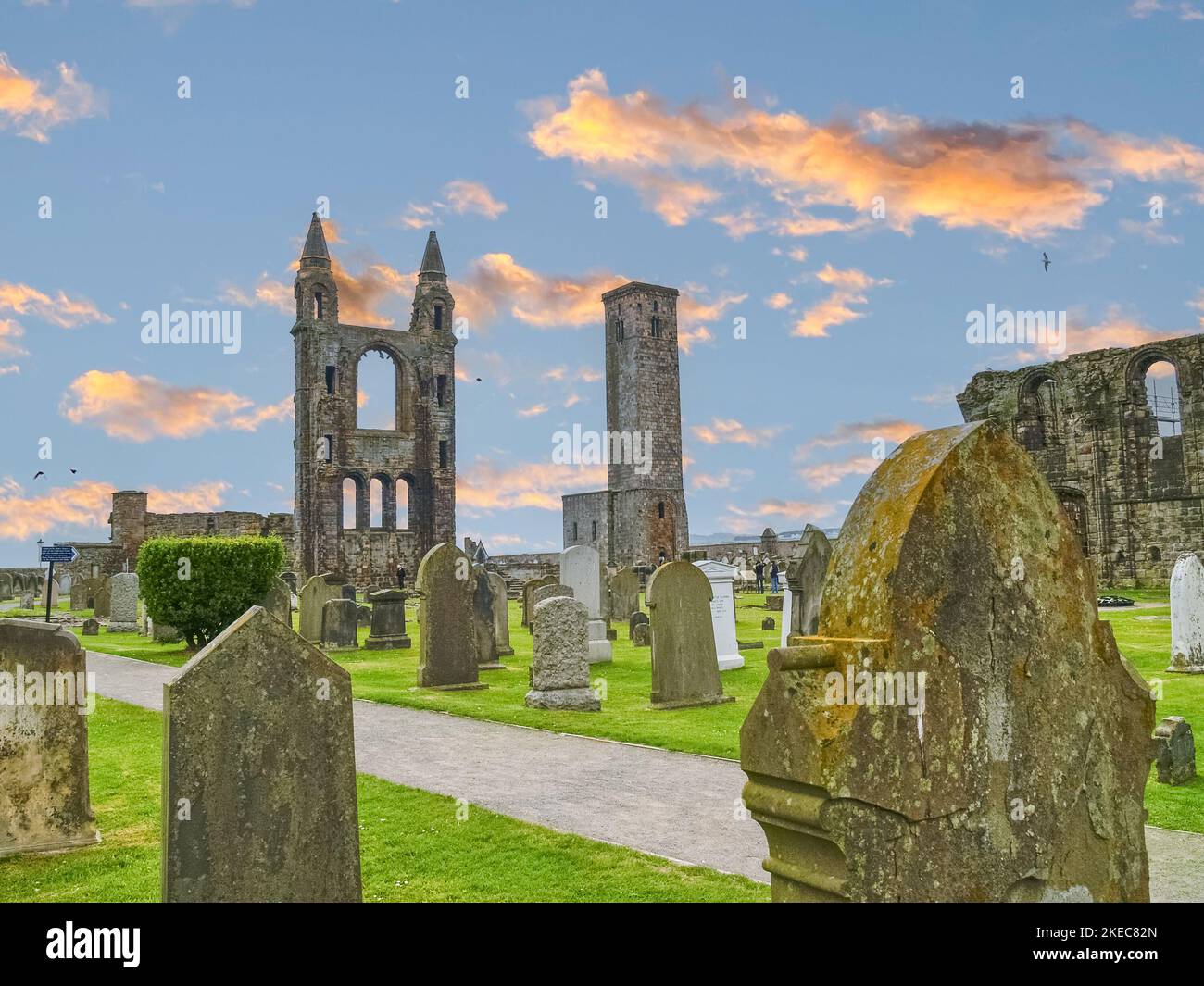 St Andrews Scotland - June 26 2009; Old graveyard with church remains ...