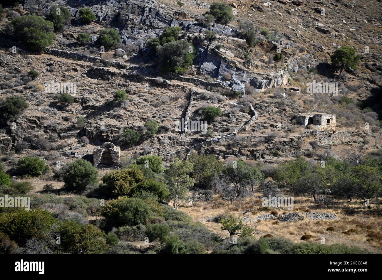 Scenic rural landscape in the countryside of Ancient Karthea, Kea ...