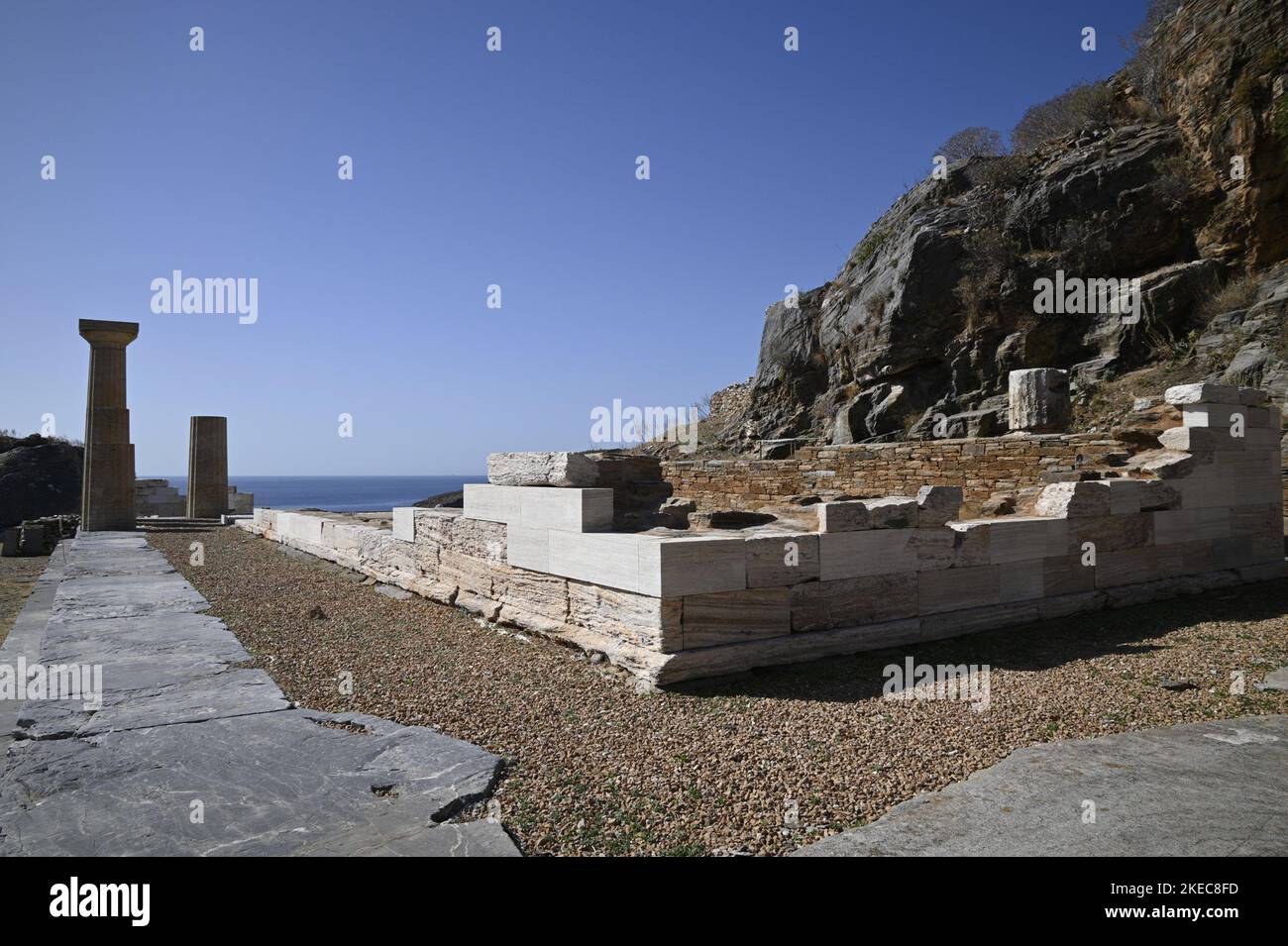 Landscape with scenic view of the 4th century Doric order Temple of Athena an archaic monument ...