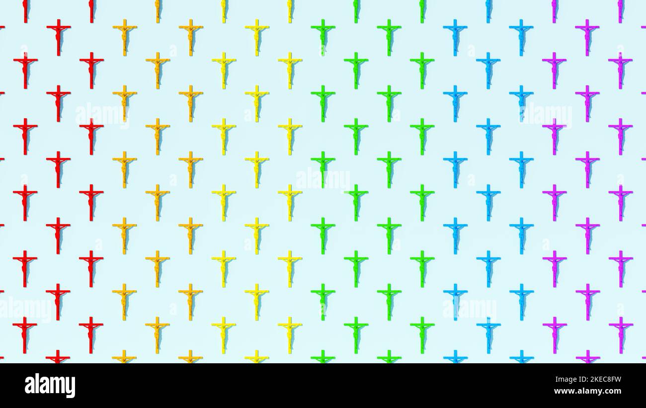 Jesus Christ Cross Rainbow Pride LGBT Inclusion Traditional Symbol of ...