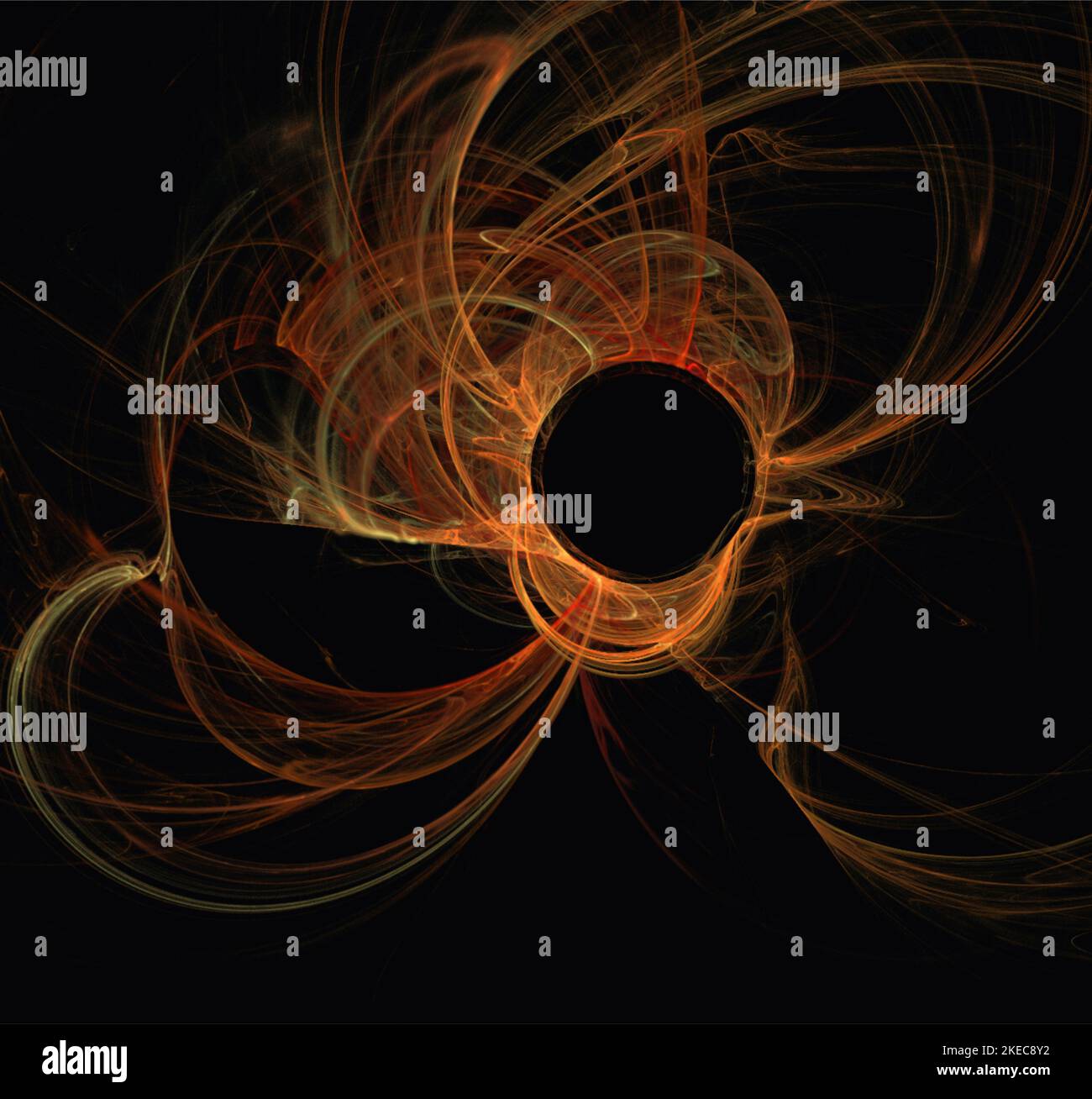 illustration of orange space planet star system, color graphics ...