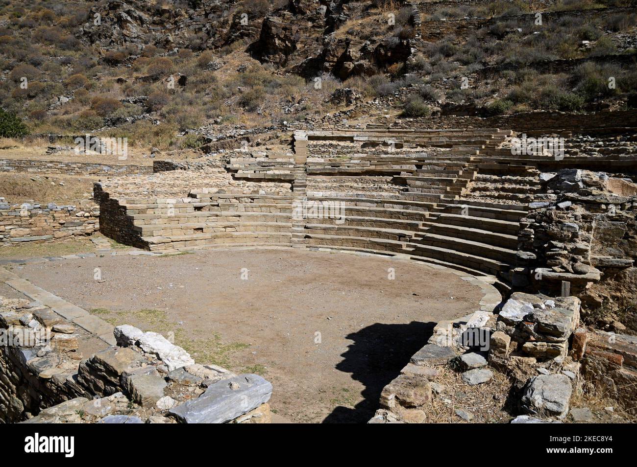 Landscape with scenic view of the 4th century BC ancient theater of ...