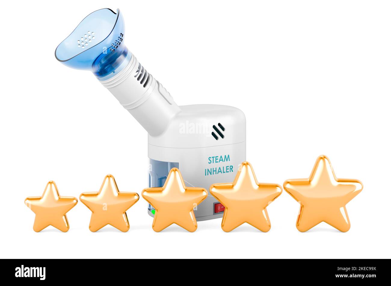 Steam inhaler, facial steamer with five golden stars. 3D rendering ...