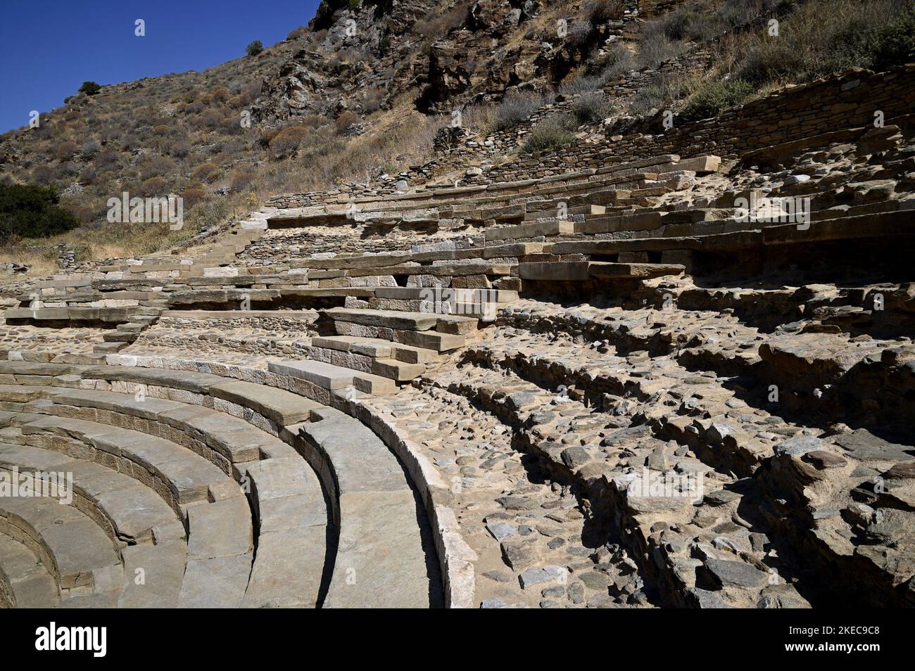 Landscape with scenic view of the 4th century BC ancient theater of ...