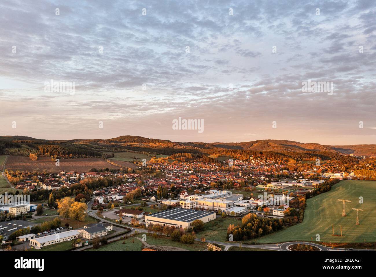 Germany, Thuringia, Ilmenau, Langewiesen, city, overview, industrial ...