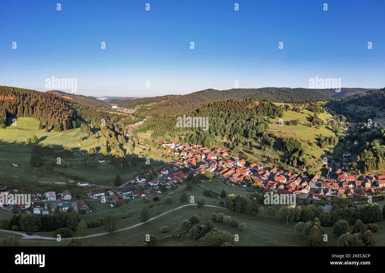 Germany, Thuringia, Schleusegrund, Schönbrunn, elongated village ...