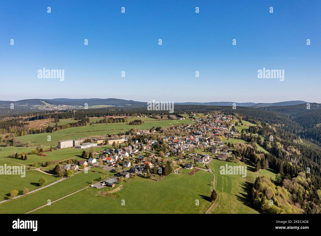 Germany, Thuringia, Ilmenau, Frauenwald, village, plateau, landscape ...