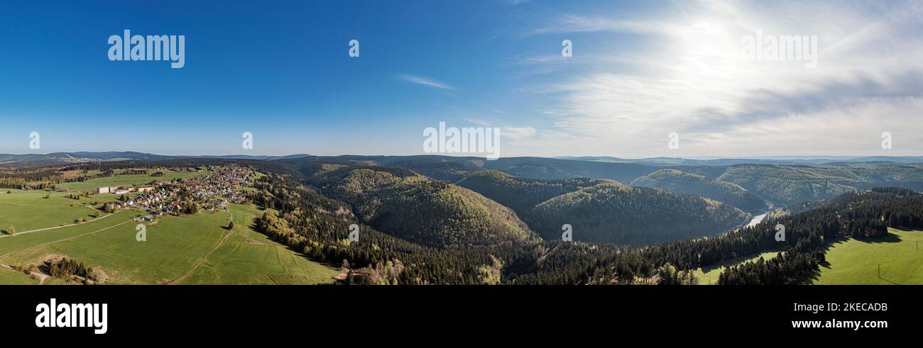 Germany, Thuringia, Ilmenau, Frauenwald, village, plateau, landscape ...